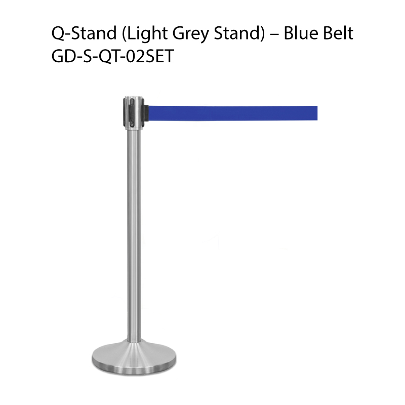 Q-Stand (Light Grey Stand) – Blue Belt – Stands and Signs