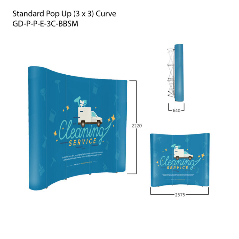 Standard Pop Up (3 x 3) Curve – Stands and Signs